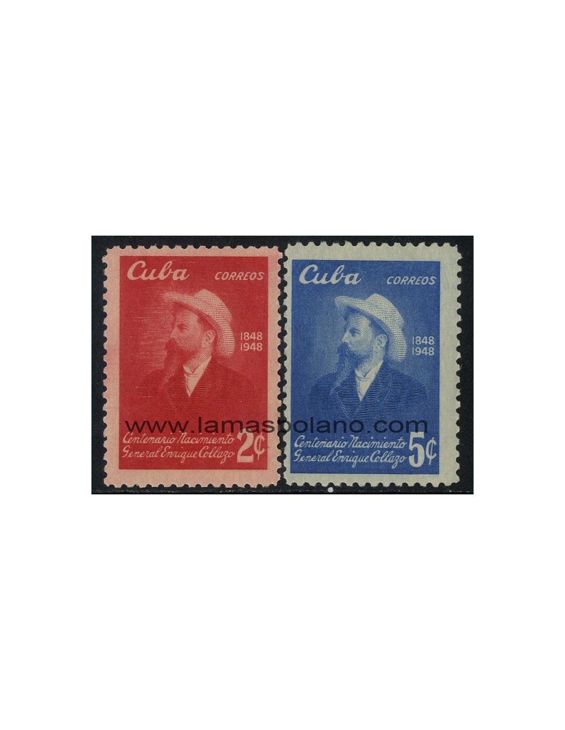 SELLOS CUBA 1950 - GENERAL ENRIQUE COLLAZO CENTENARIO NACIMIENTO - 2 ...